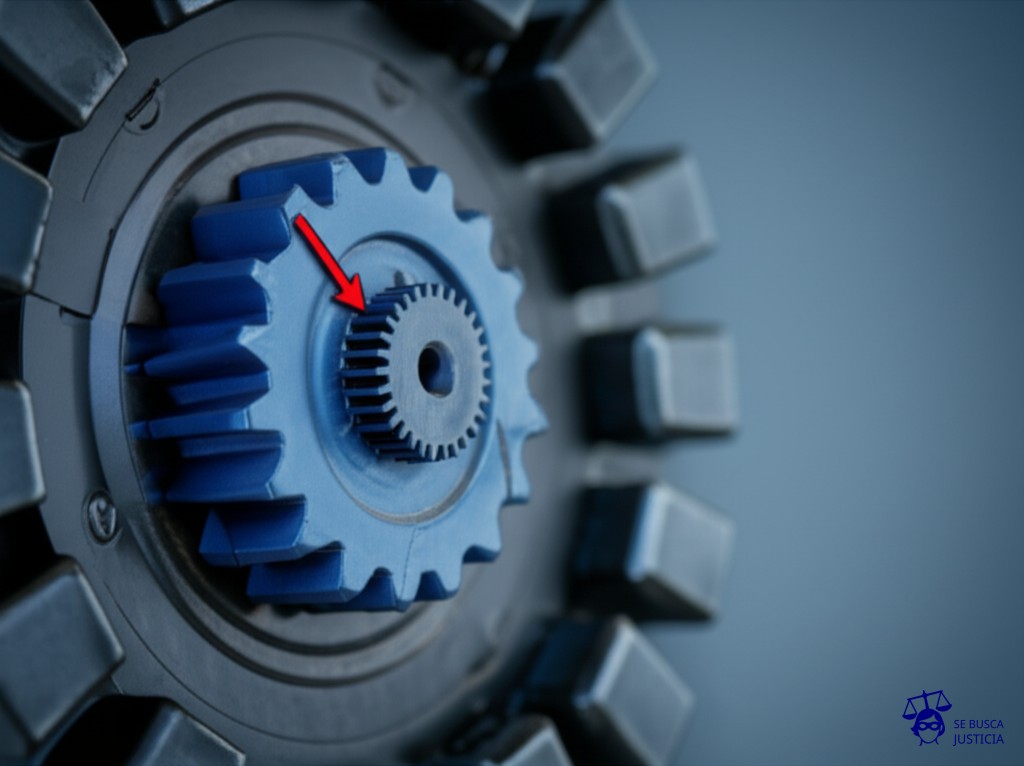 Un pequeño engranaje (el funcionario) atascado en un mecanismo gigante ...
